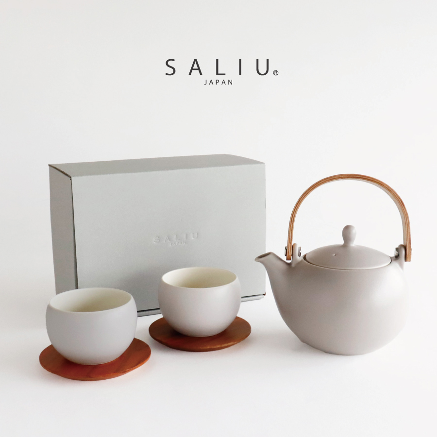 【SALIU】＊ Nature Ave 限定 ＊ 結 YUI 土瓶 急須 600ml 灰 ギフト 5点Set ( 急須 湯呑みカップ小 茶敷 ）GRAY - Nature Ave.